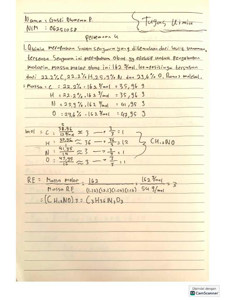 Tugas Kimia Pertemuan 4 - 06251058 | PDF