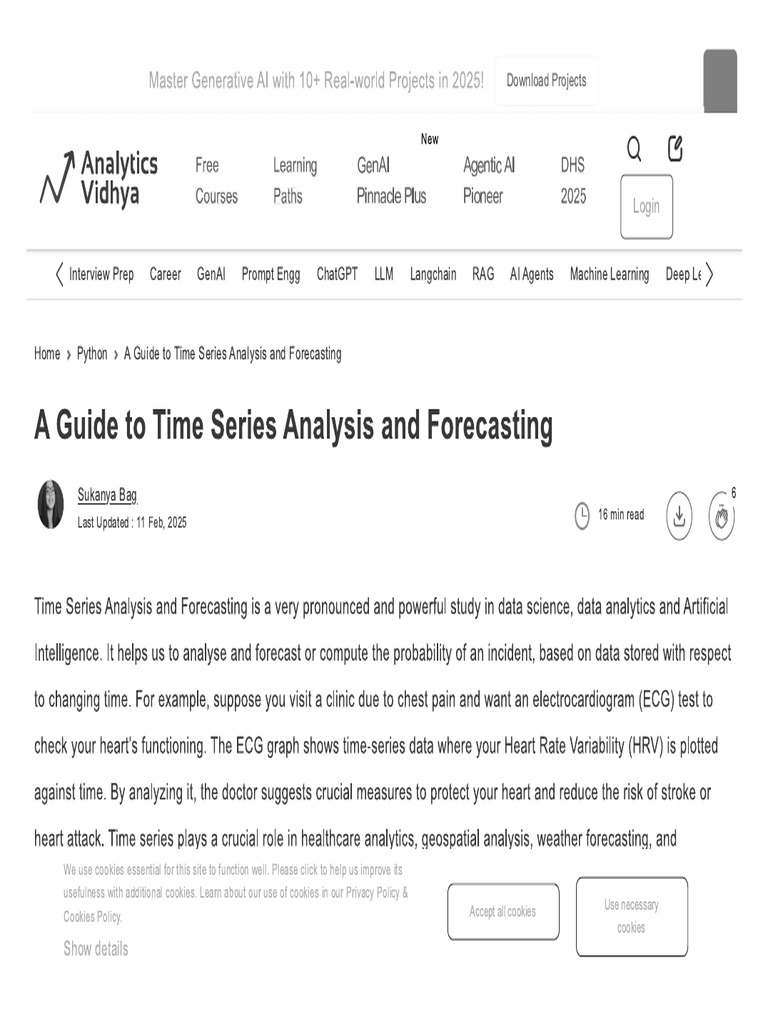 A Guide To Time Series Analysis and Forecasting - Analytics Vidhya - MUITO BOM | PDF