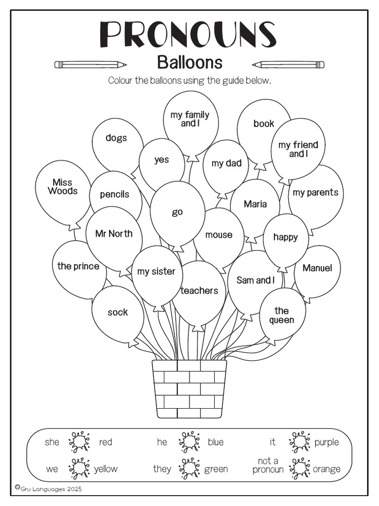 Pronouns Coloring Activity Guide | PDF