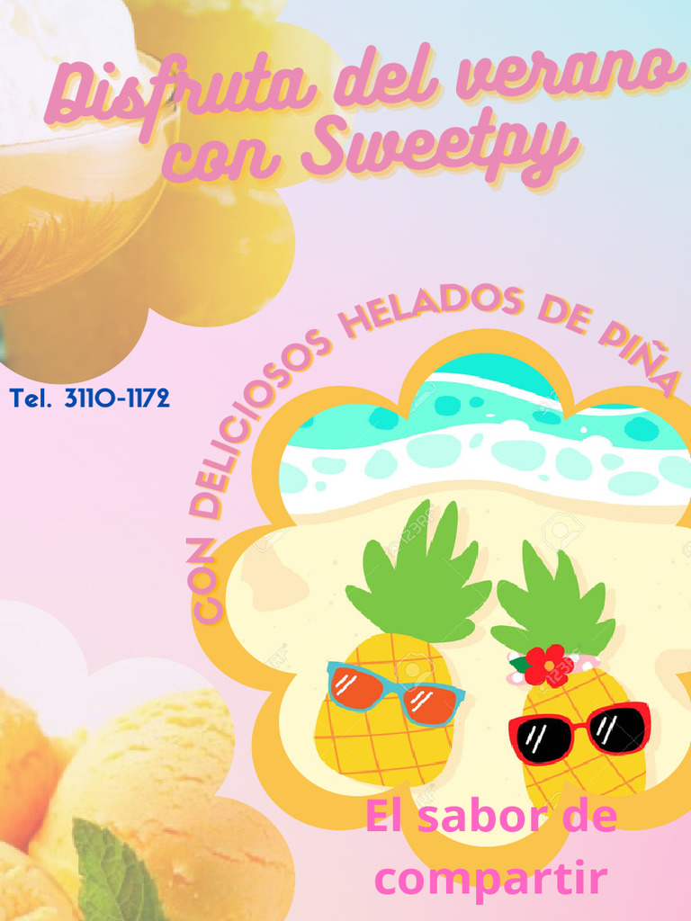 Anuncio de Verano Postres Helados Colorido y Moderno Rosa y Amarillo (1 ...