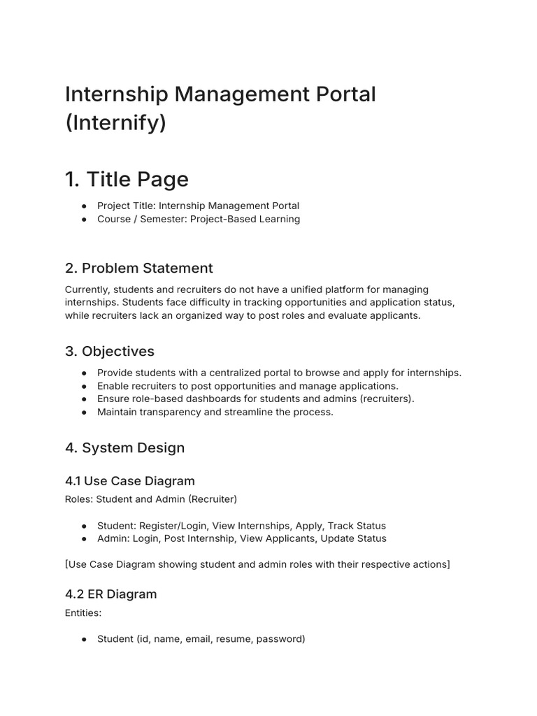 Internship Management Portal Overview | PDF | Information Technology ...