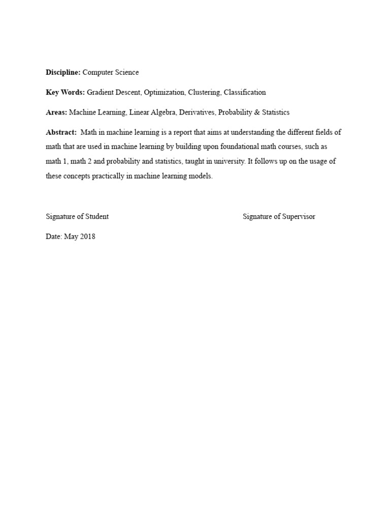 Applications of Mathematics in Machine Learning | PDF | Principal ...