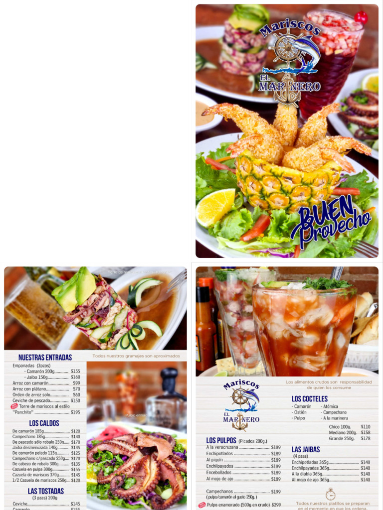 Mariscos El Marinero Menu Dic 2023 | PDF