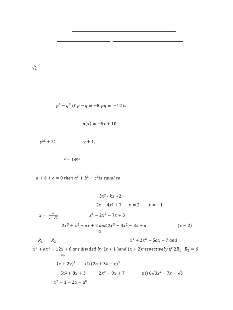 Class Ix Assignment CH 2 Polynomials (2025-2026) | PDF | Factorization | Polynomial