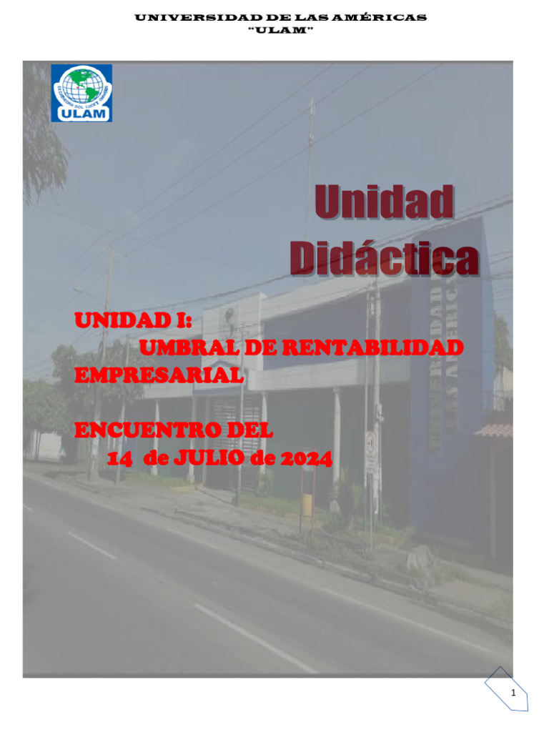 Unidad Didactica Umbral de Rentabilidad Finanzas II Dominical b5 | PDF | Mercado (economía ...