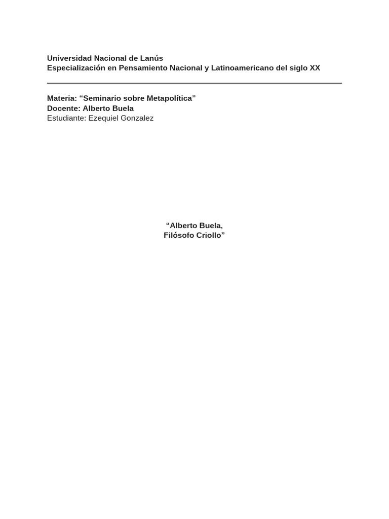 Metapolítica y Pensamiento Nacional de Buela | PDF | Educación en artes ...