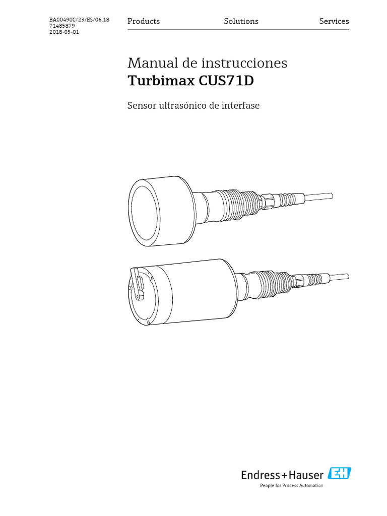 Sensor de cambio de Fase Mca. Turbimax Mod. CUS71D | PDF | Ultrasonido ...