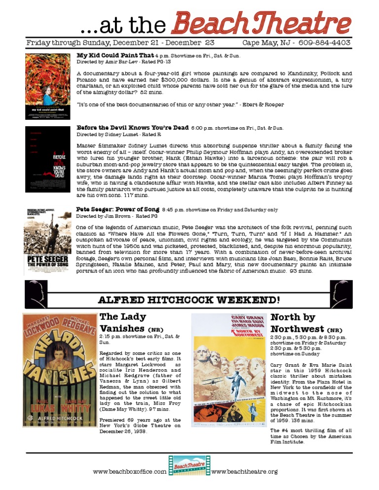 Beach Theatre Weekly Schedule Dec 21 To 23 | PDF | Leisure