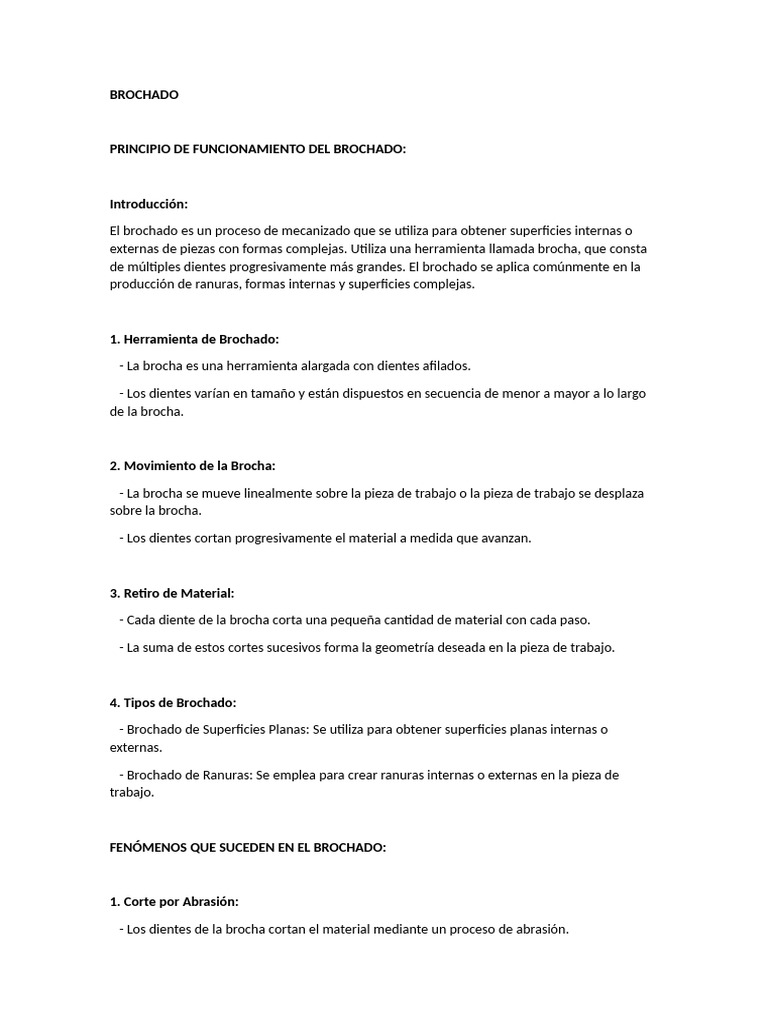 Principios y Ventajas del Brochado | PDF | Mecanizado | Deformación ...