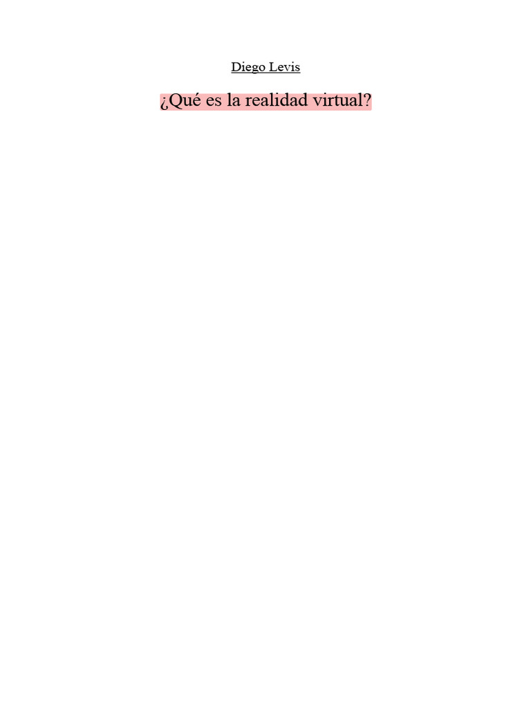 Lectura U2. Que Es La Realidad Virtual | PDF | Realidad virtual | Sentidos