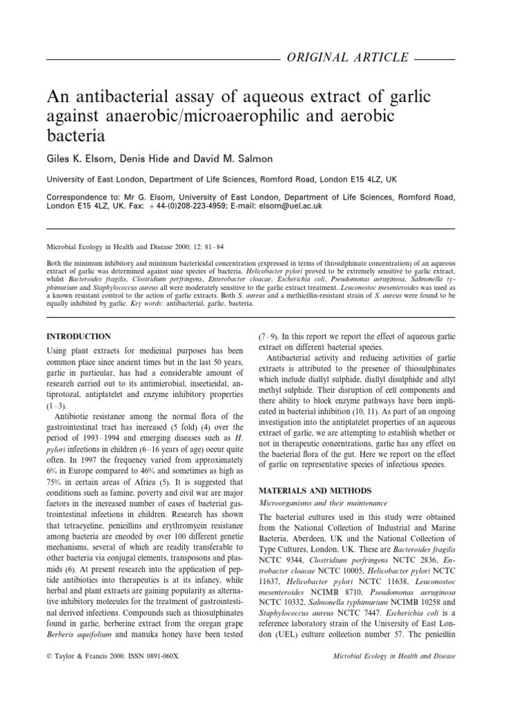 Garlic Extract's Antibacterial Effects | PDF | Bacteria ...