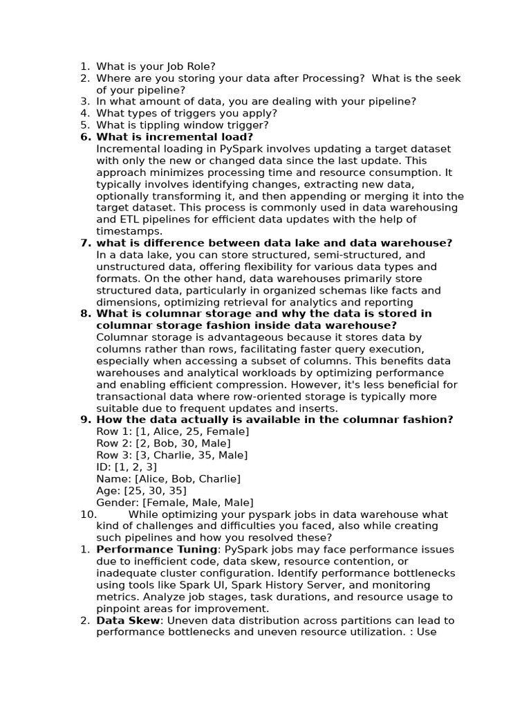 Data Engineering Interview-Questions | PDF | Apache Spark | Apache Hadoop