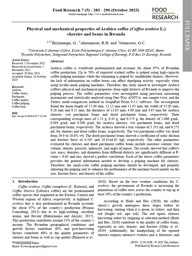 31 fr-2022-498 Bizimungu | PDF | Coffee | Agriculture