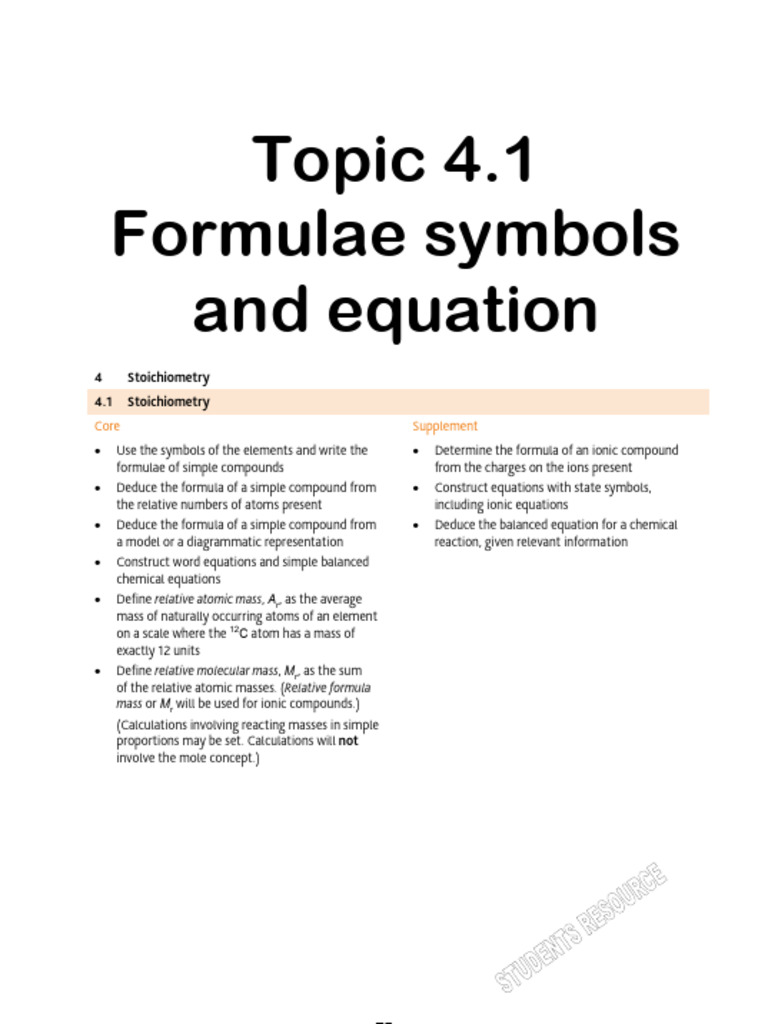 4.1 Formulae Symbols and Equations 00 | PDF | Precipitation (Chemistry ...