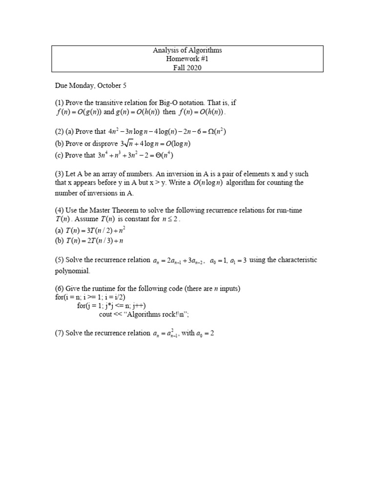 Algo hw1 | PDF