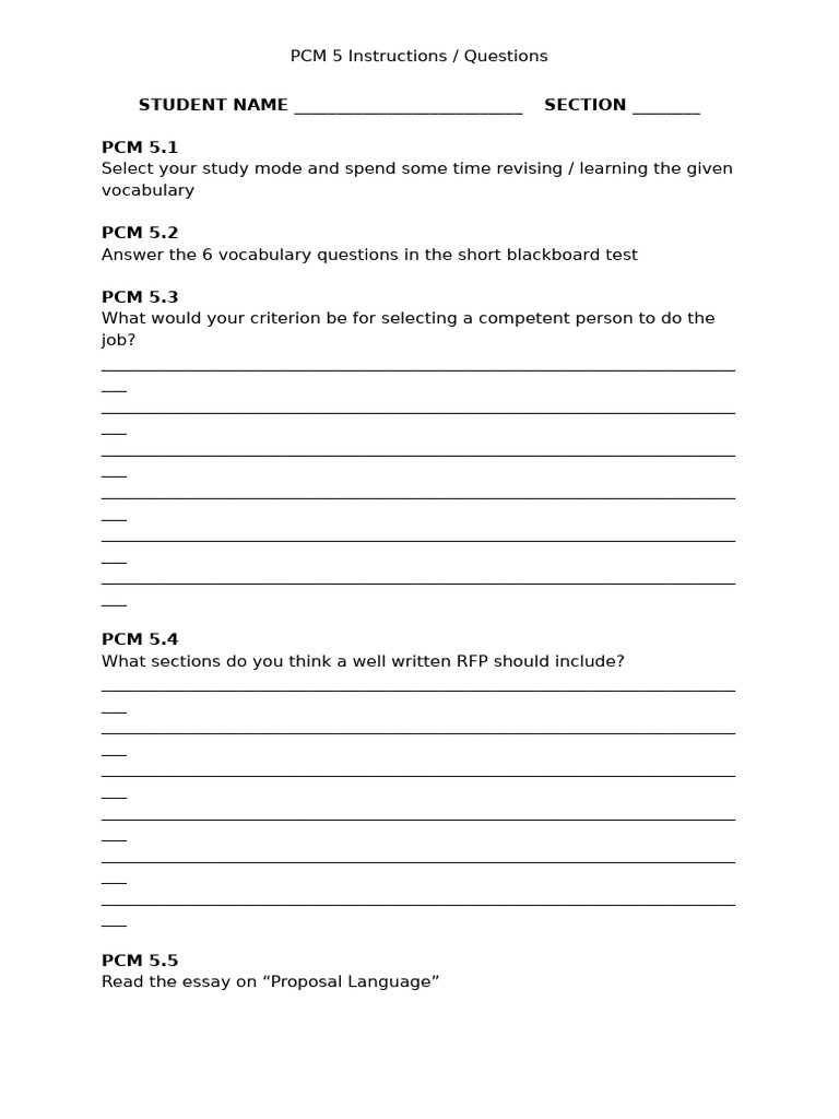 PCM 5 Vocabulary and RFP Guidance | PDF