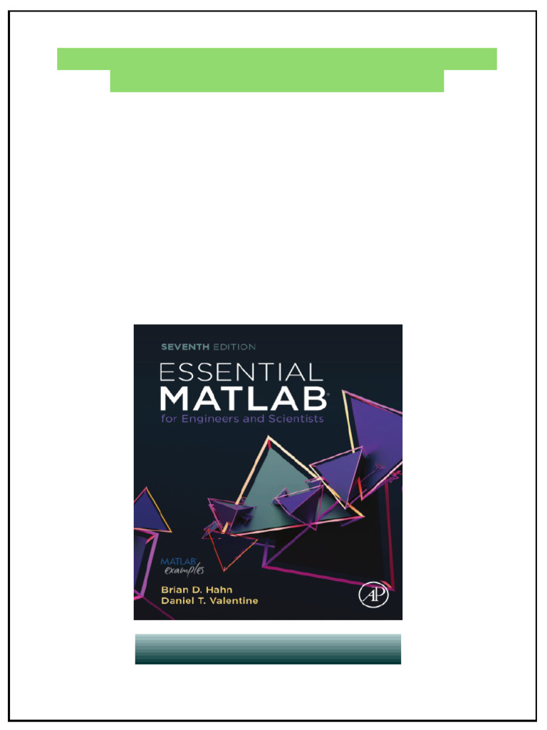Essential MATLAB For Engineers and Scientists 7th Edition Edition Hahn ...