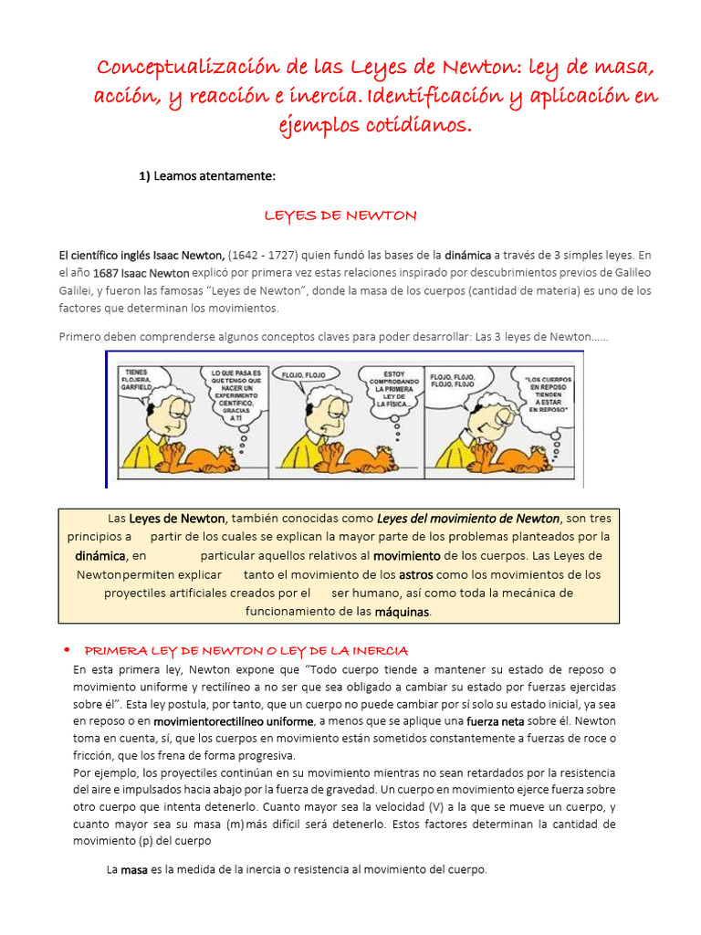 Leyes de Newton: Conceptos y Ejemplos | PDF | Las leyes del movimiento ...
