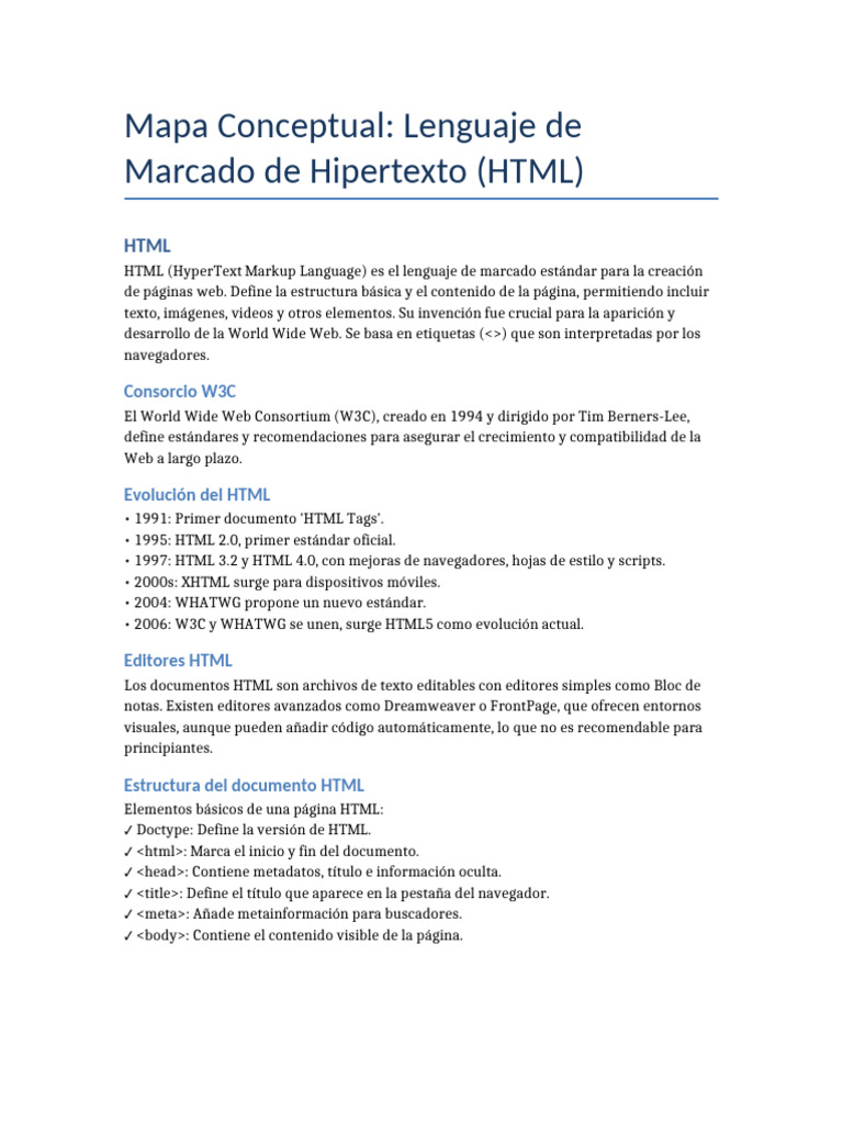 Mapa Conceptual de HTML | PDF | HTML | Internet