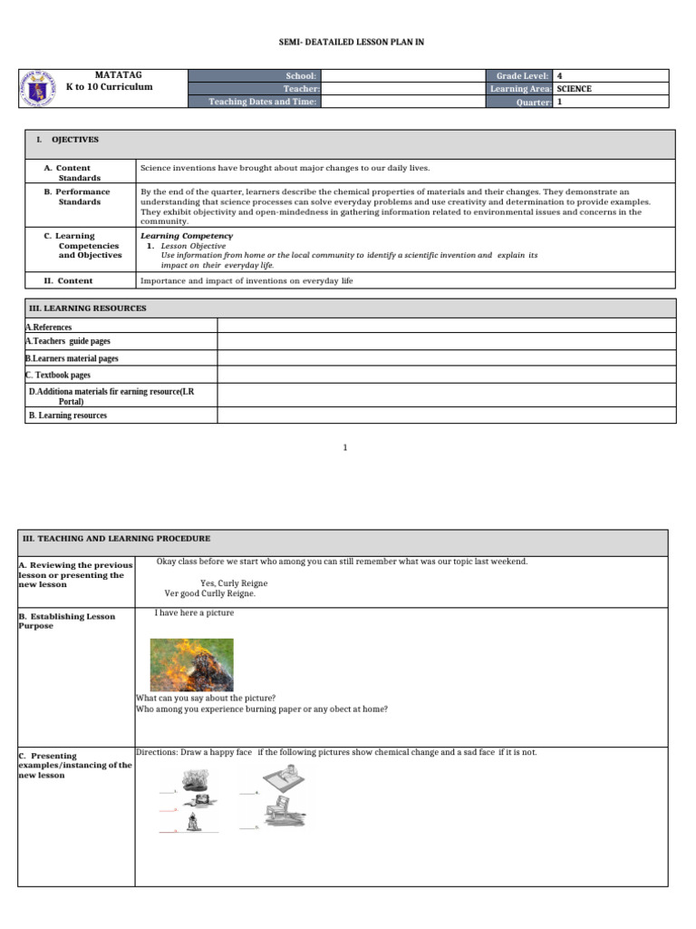 Grade 4 Sy 2025-2026 DLP Science | PDF | Learning | Science