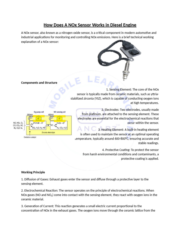 NOx Sensor Function in Diesel Engines | PDF | N Ox | Exhaust Gas