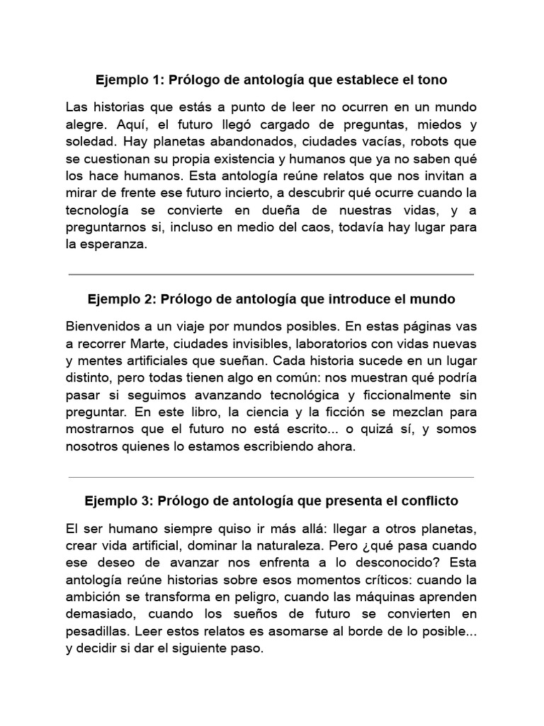 Ejemplos de prólogos para antologías | PDF