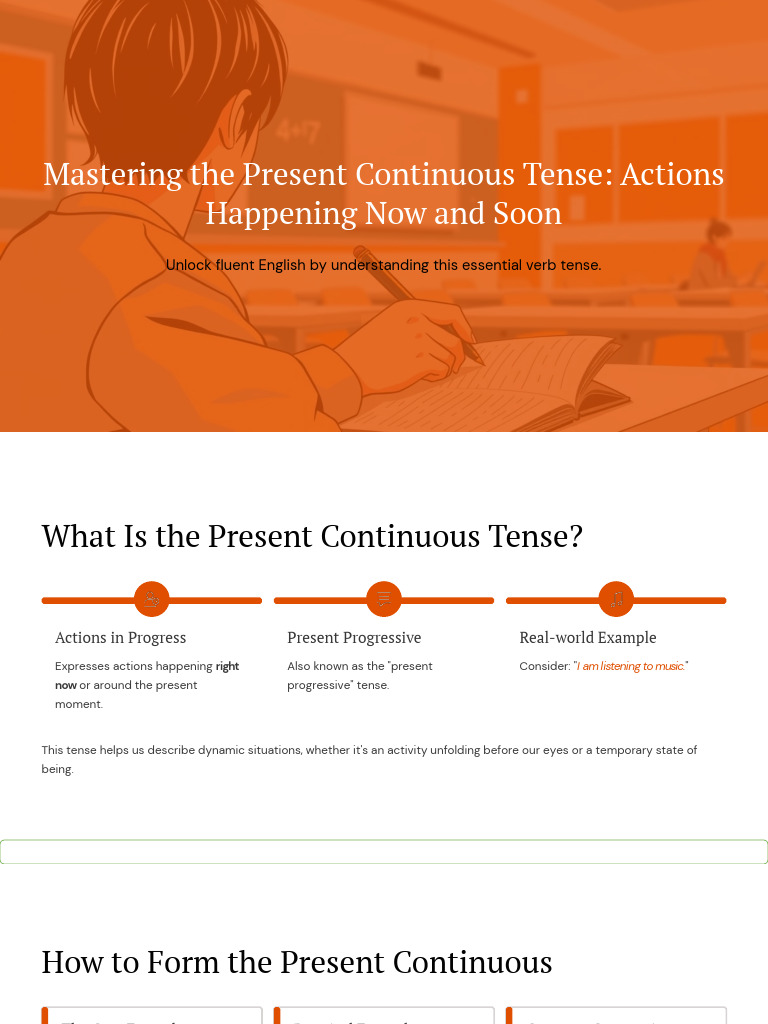 Mastering The Present Continuous Tense Actions Happening Now and Soon ...