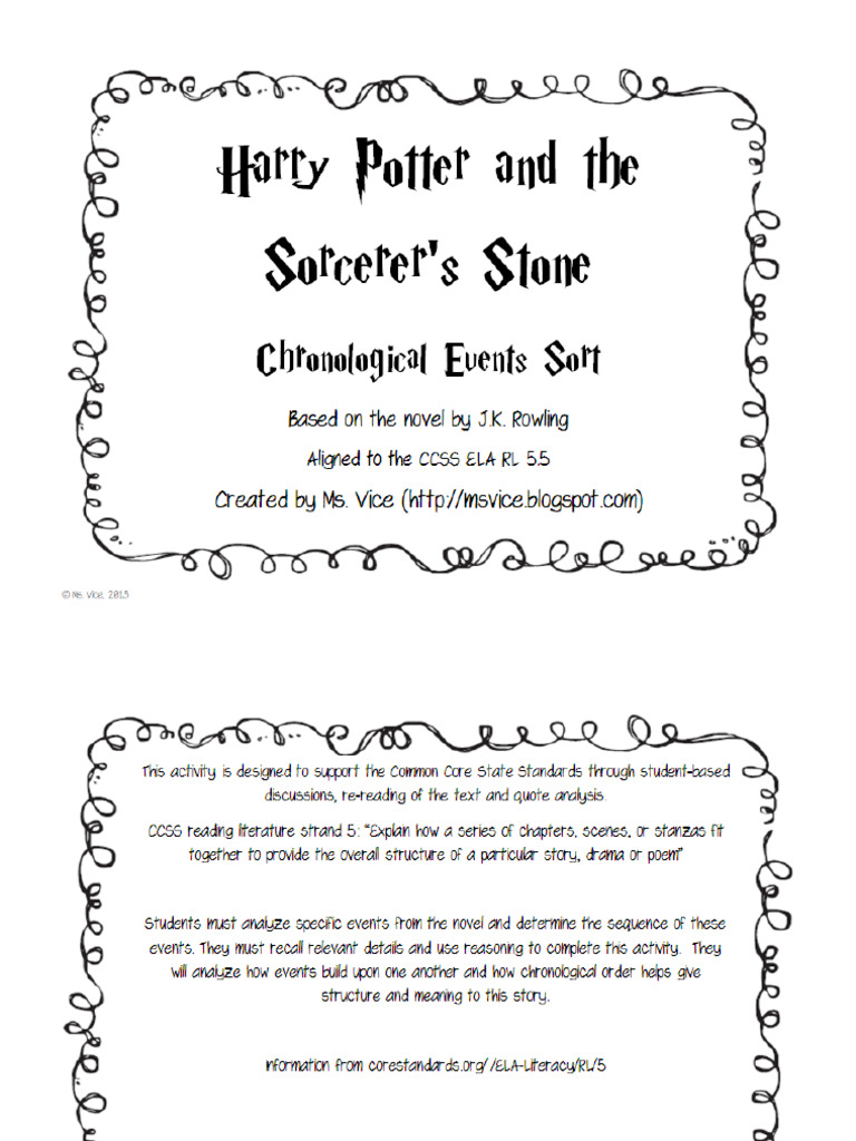 HP and The Sorcerers Stone - Chronological Order Sort | PDF