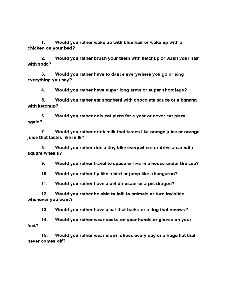 Would You Rather Questions | PDF