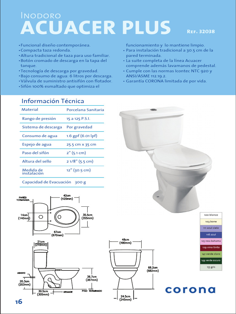 Inodoro Acuacer Plus: Eficiencia y Diseño | PDF