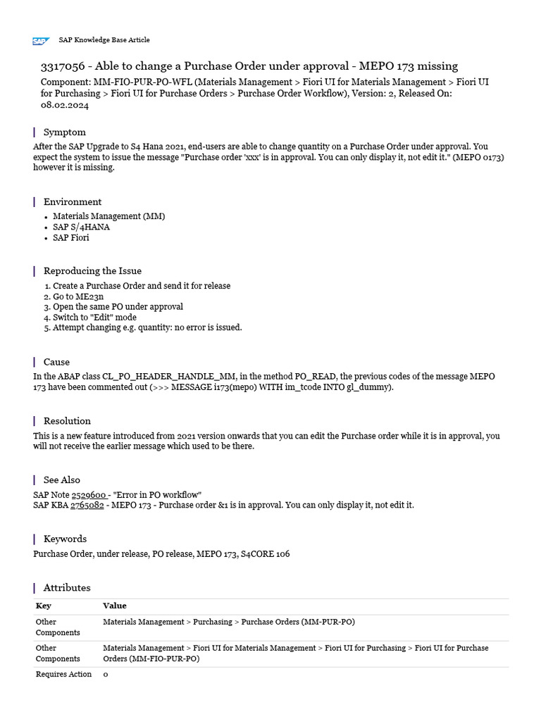 Able To Change A Purchase Order Under Approval - MEPO 173 Missing | PDF