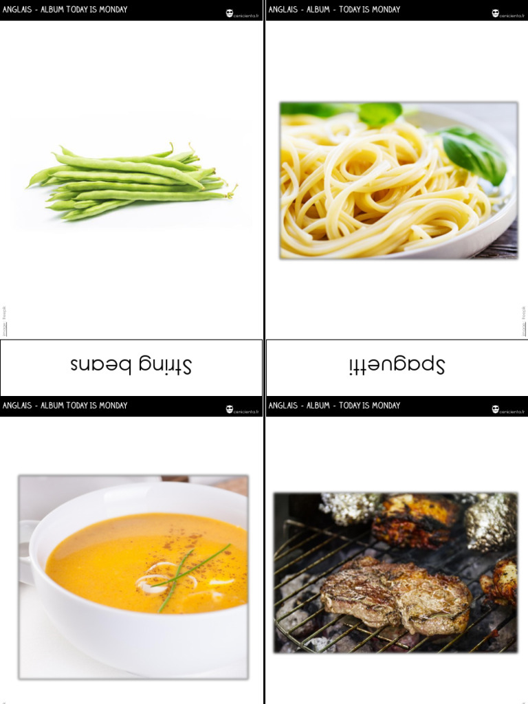 Today Is Monday Flashcards | PDF | Food And Drink Preparation | Cuisine ...