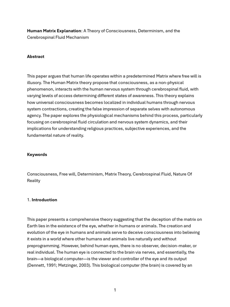 Human Matrix Theory: Consciousness & Illusion | PDF | Determinism ...