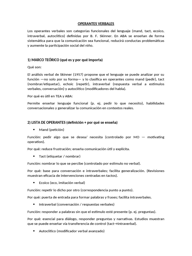 OPERANTES VERBALES - Exposicion | PDF | Comunicación