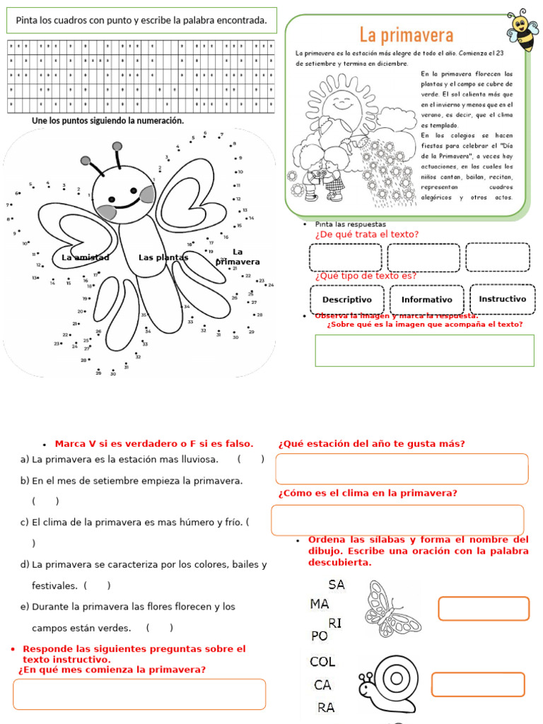Actividades sobre la primavera y su clima | PDF