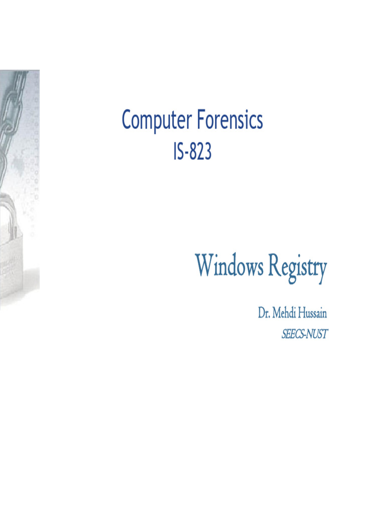 Lecture 8 - Operating System Forensics II Windows Registry - MH | PDF | Windows Registry ...