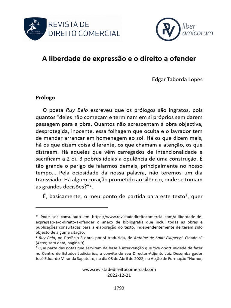 Revista Comercial A Liberdade de Expressão e Direito A Ofender | PDF ...