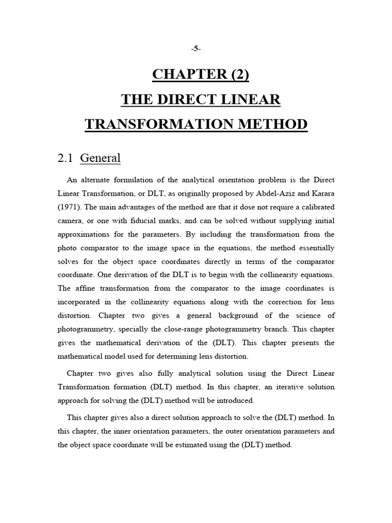 CHAPTER (2) Direct Linear Transformation | PDF | Angle | Geometry