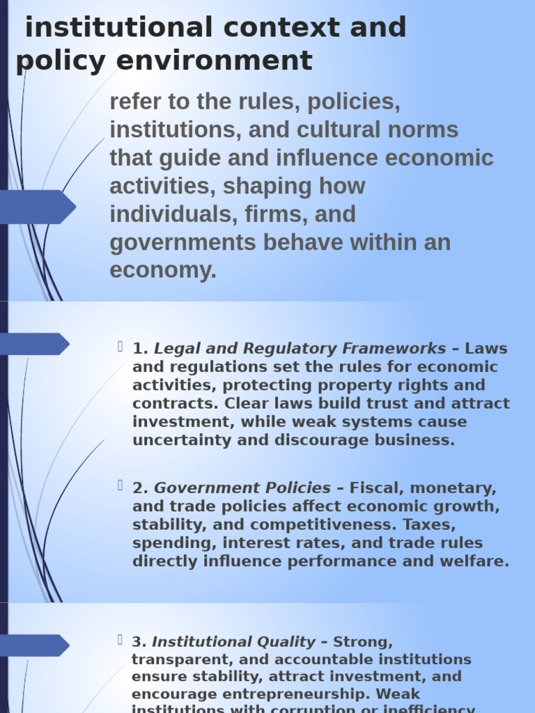 Institutional Context and Policy Environment | PDF | Economic Growth ...