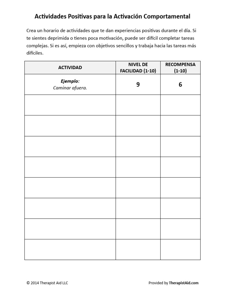 Activities Behavioral Activation | PDF