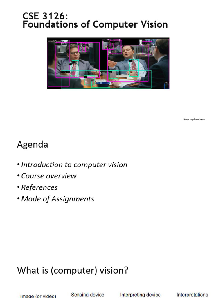 Lecture 01 Introduction | PDF | Computer Vision | Image Segmentation