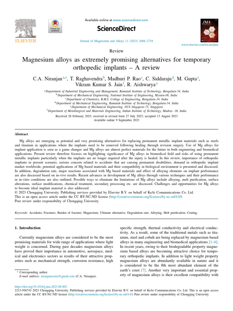 Magnesium Alloys As Extremely Promising Alternatives For Temporary ...