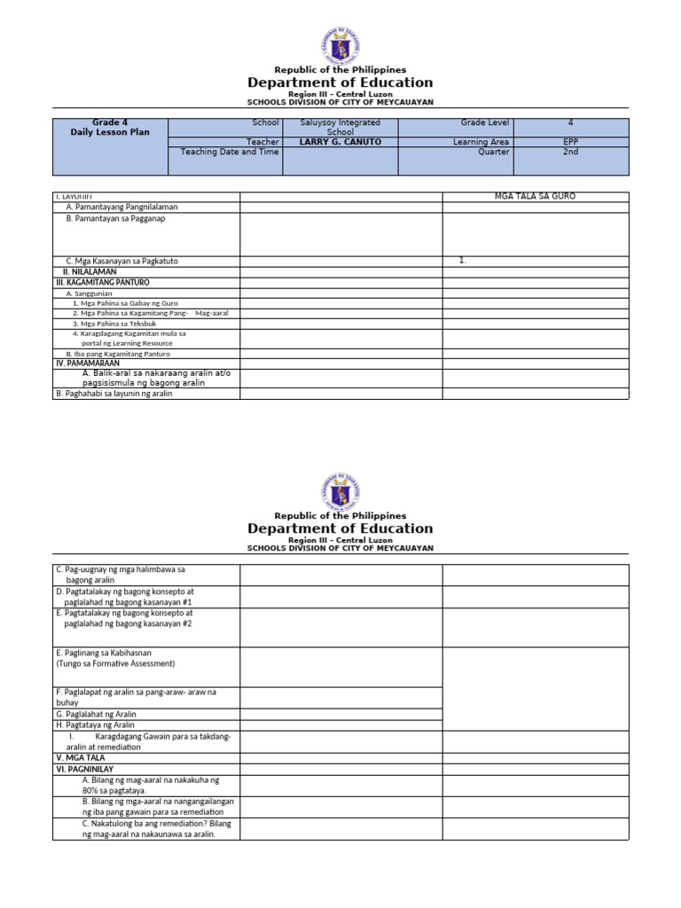 DLP For Classroom Observation | PDF