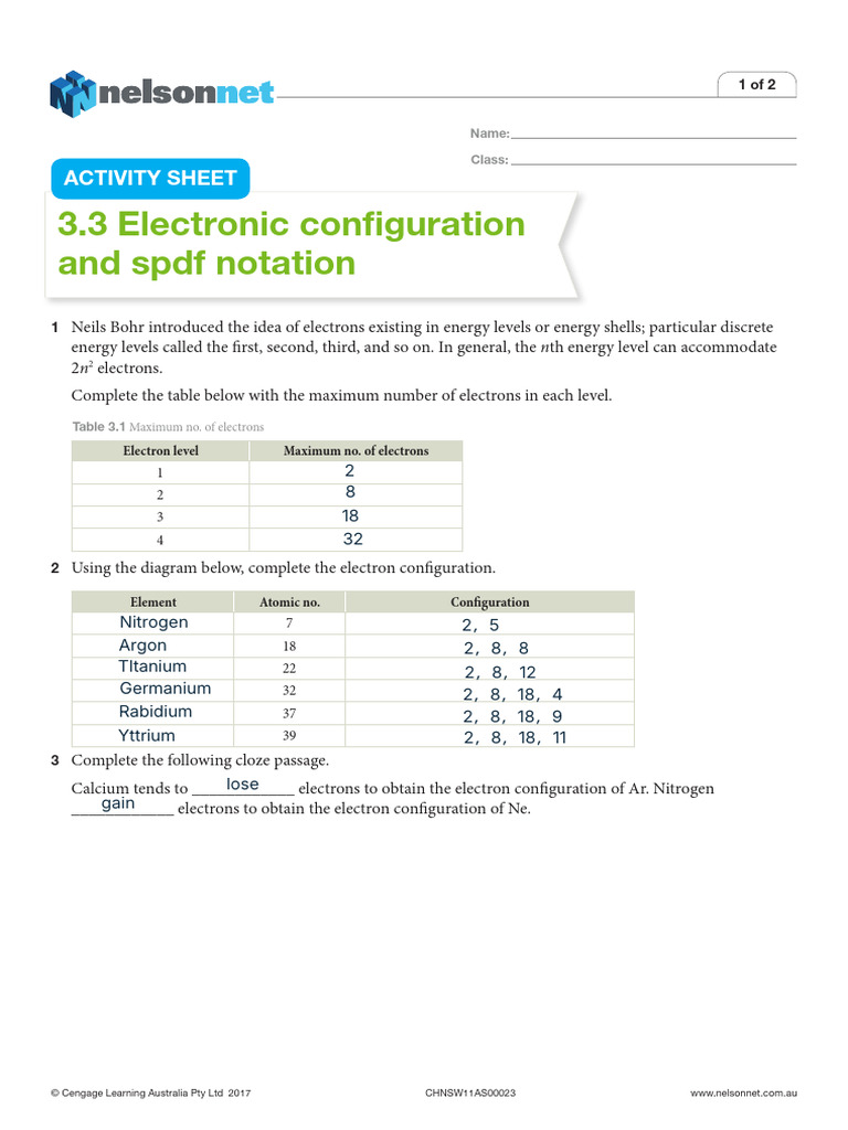 Electron Configuration and Energy Levels | PDF | Electron Configuration ...