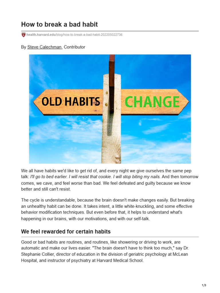 Break Bad Habits: Effective Strategies | PDF | Habits | Thought