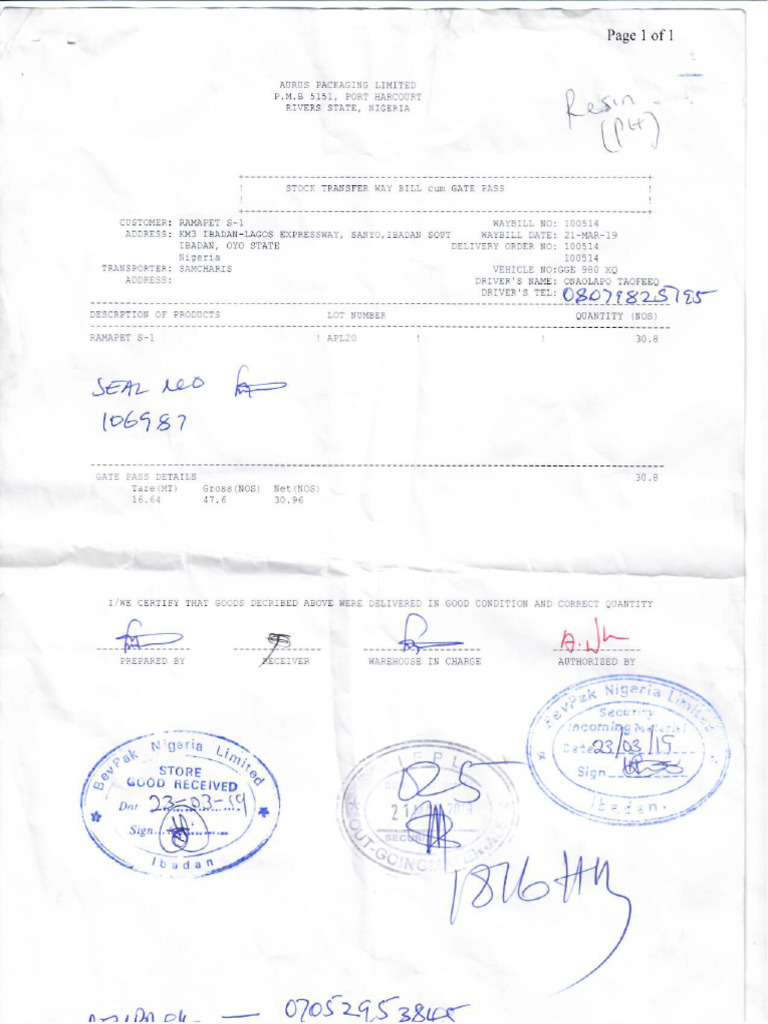 Invoice Indorama Waybill Attached 2 | PDF