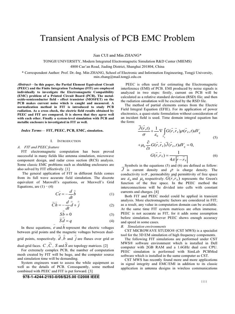 PCB EMC Transient Analysis Techniques | PDF | Computational ...