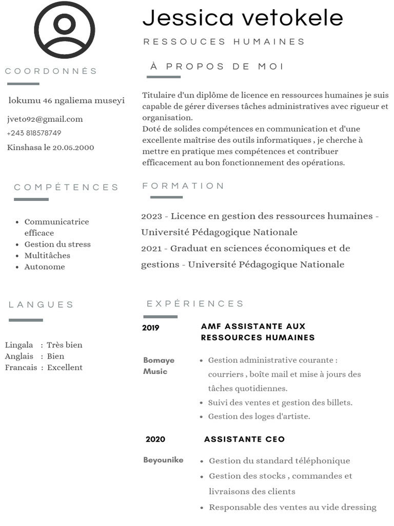 CV de Jessica Vetokele | PDF