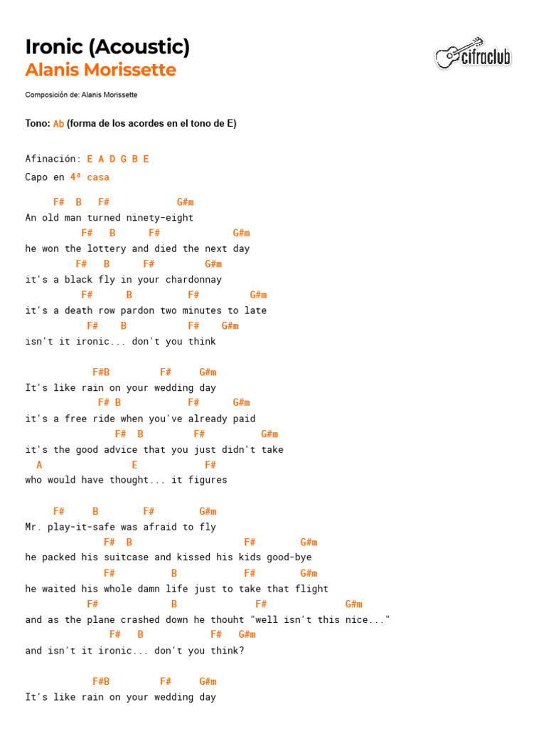 4 Cifra Club - Alanis Morissette - Ironic (Acoustic) | PDF