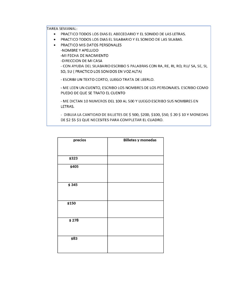 TAREA SEMANAL Segundo Grado Semana Del 20 de Septiembre | PDF